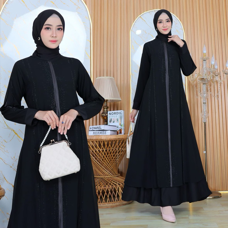 Jual GAMIS ABAYA TURKEY BORDIR BELAH SAMPING FULL HITAM MEWAH TERLARIS ...