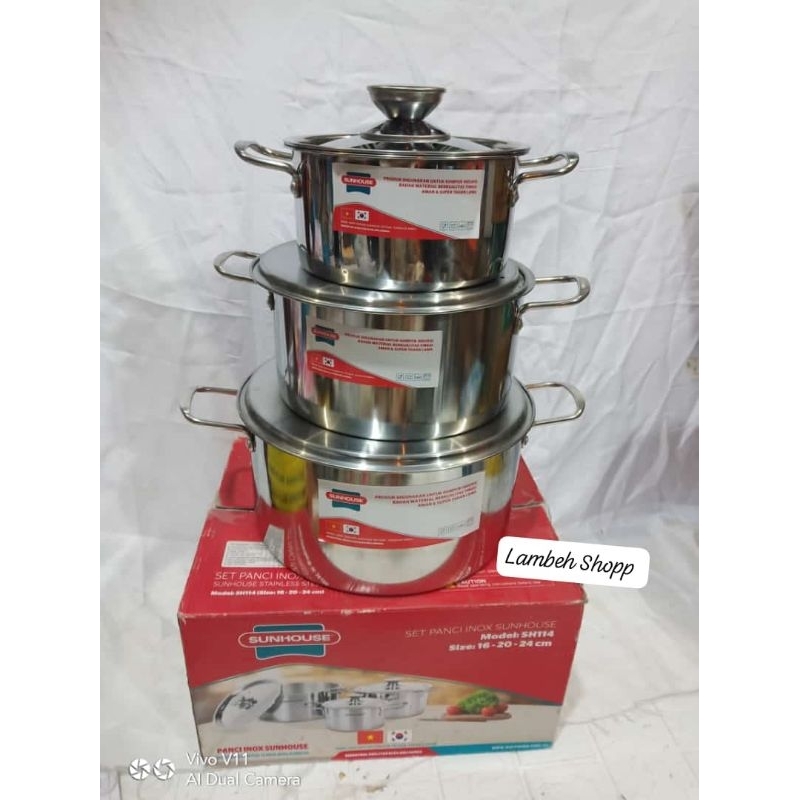 Jual Panci set merk sunhouse bahan stainless tebalsh114 Ukuran 16 x 9cm ...