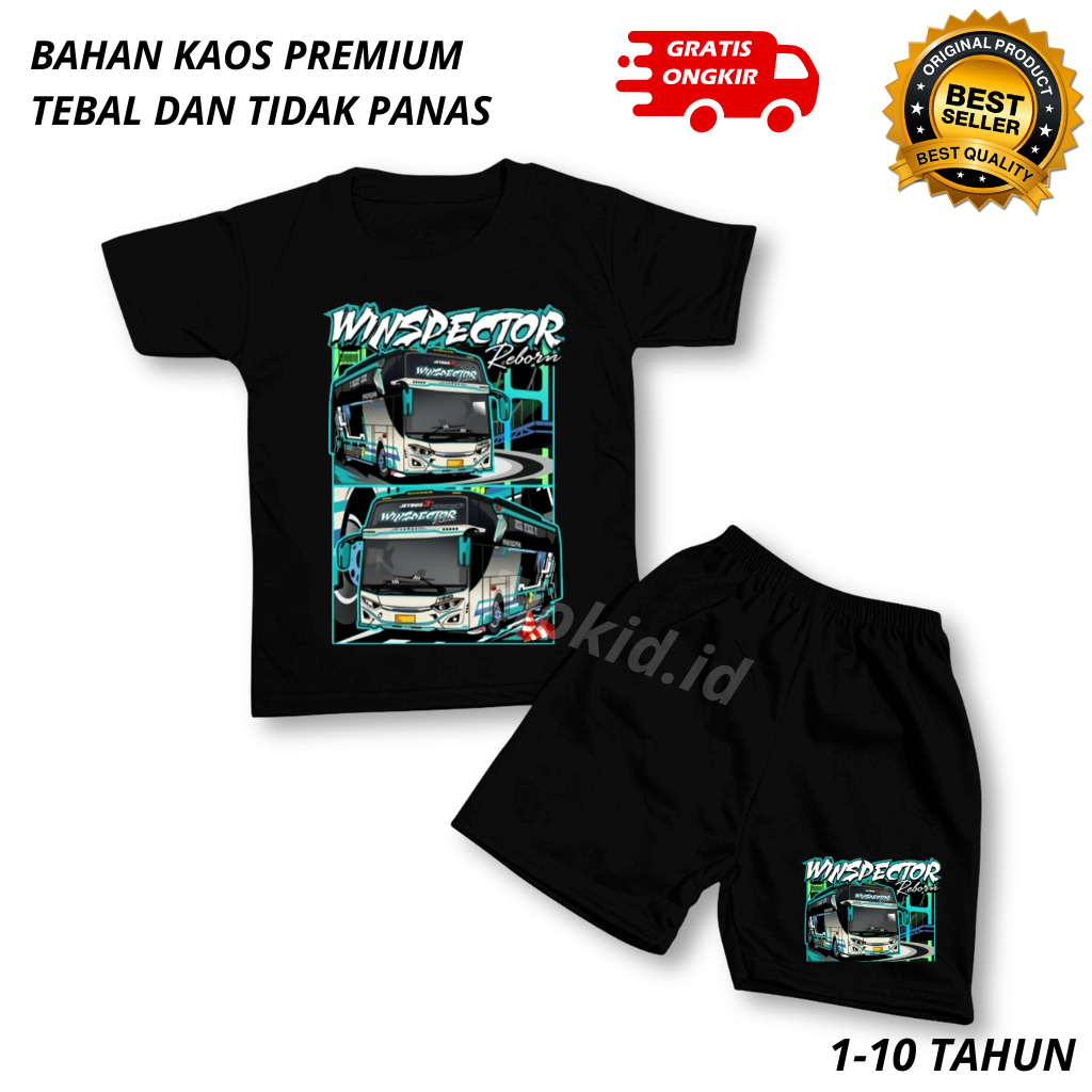 Jual BAJU SETELAN ANAK LAKI LAKI PEREMPUAN BIS WINSPECTOR JB5 KAOS ANAK JET BUS KIDS PANDA ...