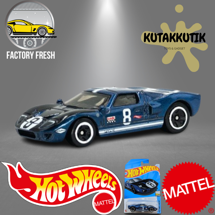 Jual Hotwheels Mobil Sport Balap Ford GT40 Putih Biru Tua No 8 Factory ...