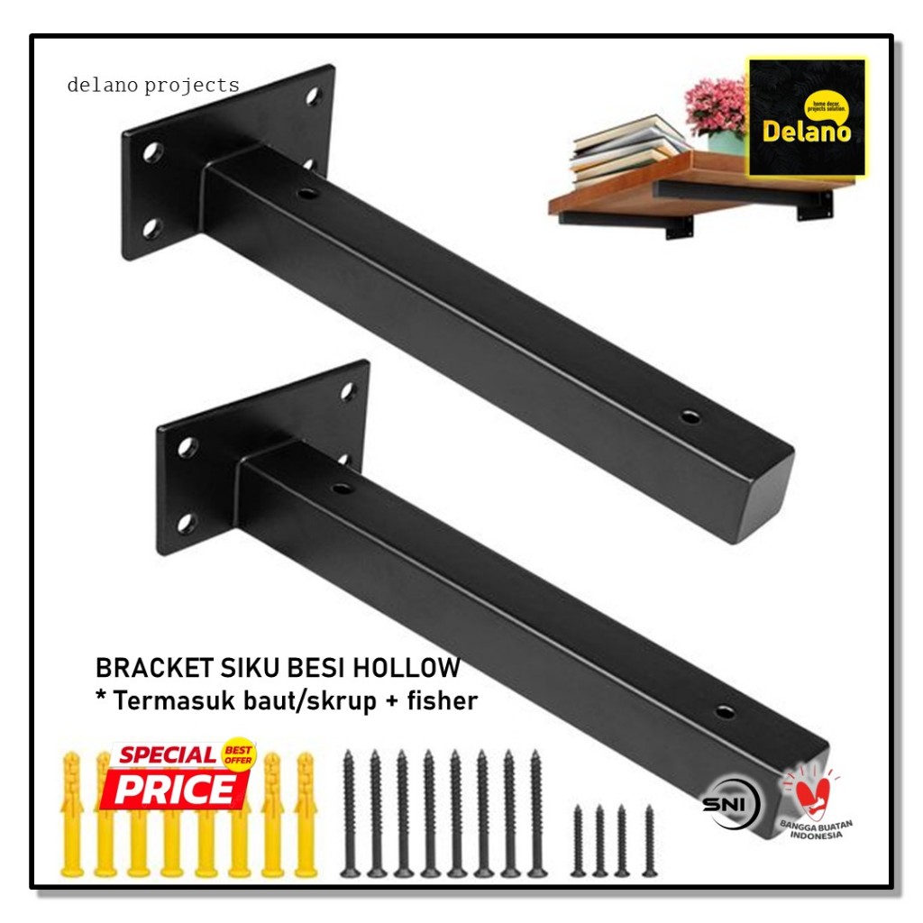 Jual Bracket Siku Besi Hollow Serbaguna Bracket Siku Ambalan Dinding ...