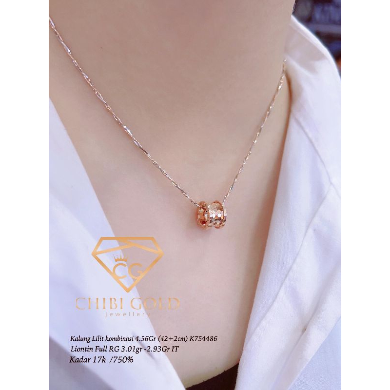 Jual CHIBI GOLD - Kalung Lilit kombinasi emas 750 kadar 17k - chibigold ...