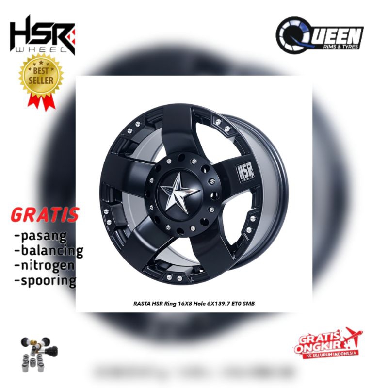 Jual VELG RACING SEMI OFFROAD R16 PCD 6x139,7 HSR RASTA untuk mobil Pajero, Fortuner, hilux, H1 ...