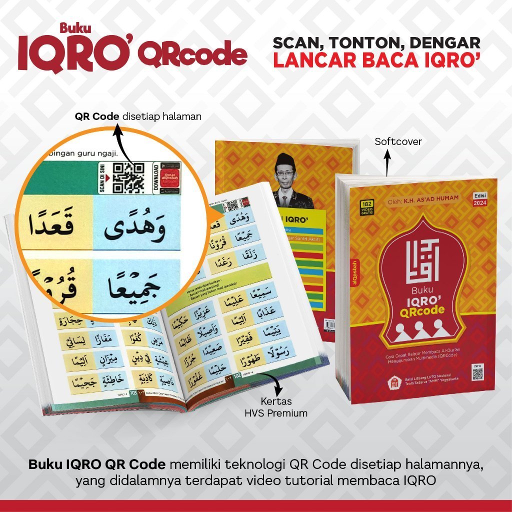 Jual Buku IQRO' QR CODE Edisi Milenial 2024 QR Code al Qosbah Buku Iqro ...