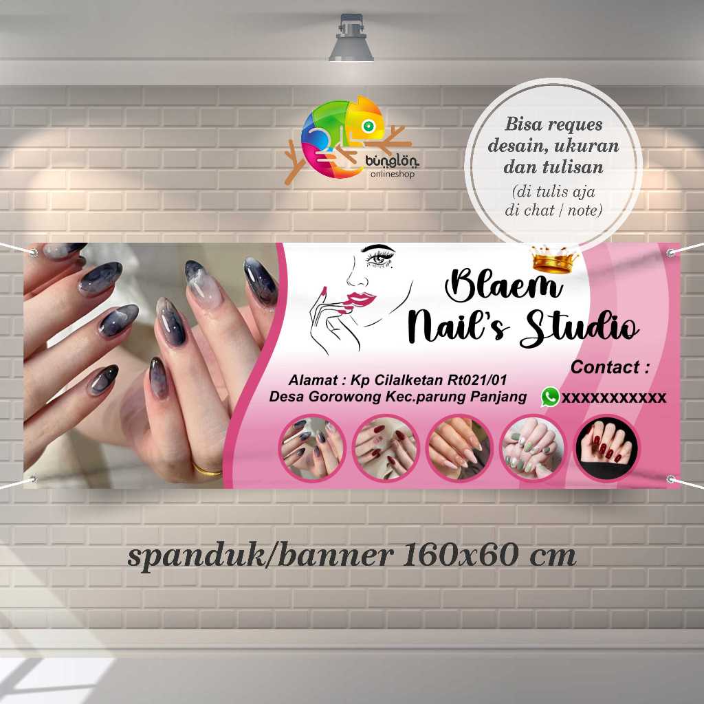 Jual Spanduk Banner Nails Art Studio Free Custom Desain B | Shopee ...