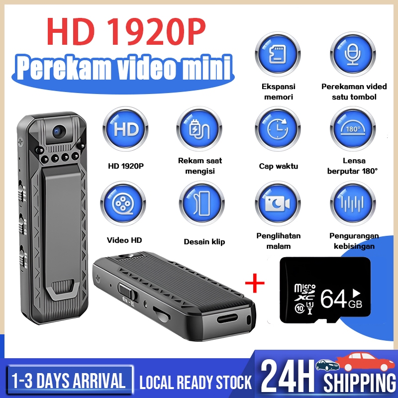 Jual 1920P 180° Mini kamera cctv HD Mini Camcorder Dash Cam Police Body ...