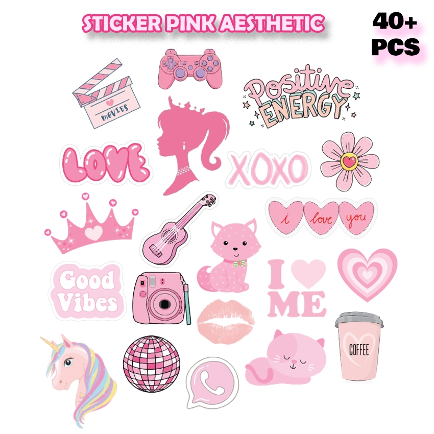 Jual Wall Sticker Kamila - 40PCS+ Sticker All Pink Aesthetic Cute ...
