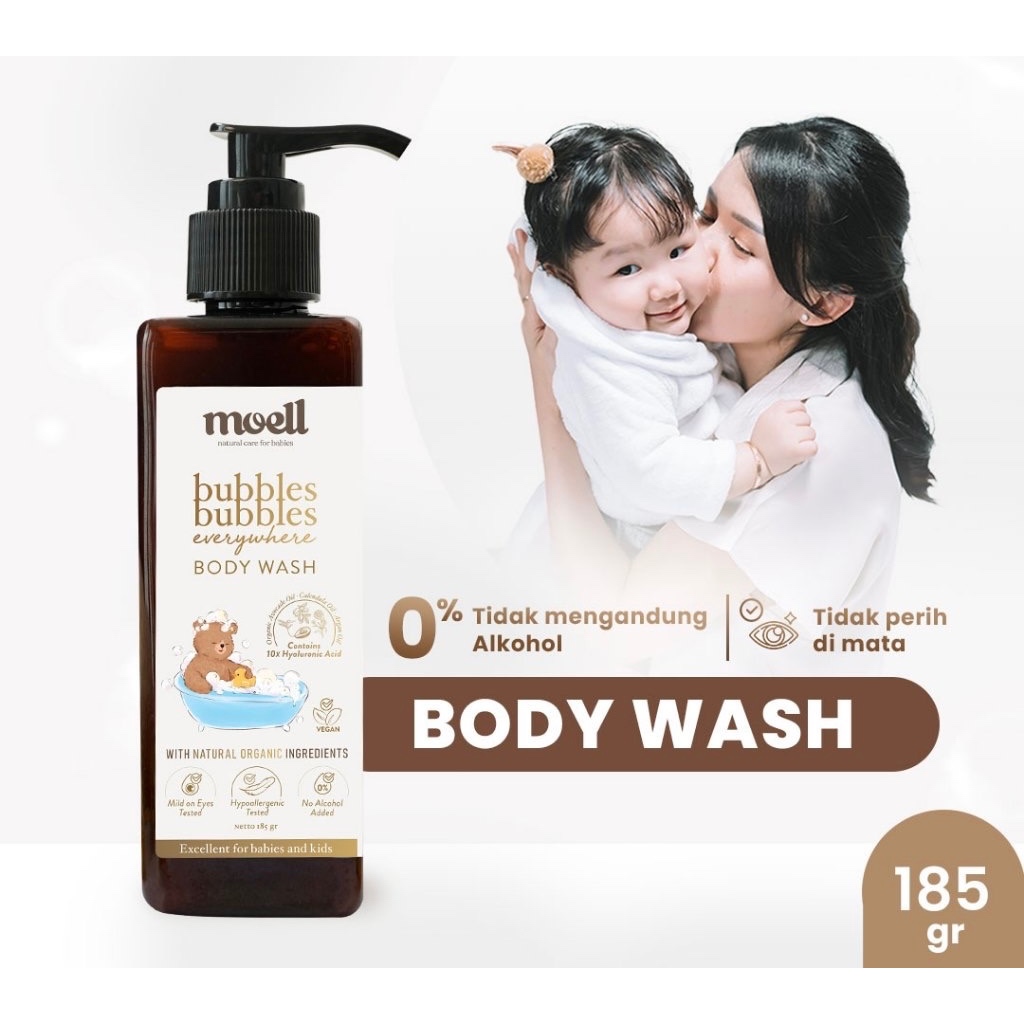 Jual Moell Body Wash 185ml - Bubbles Bubbles Everywhere Body Wash - Sabun Bayi - SLS Free ...