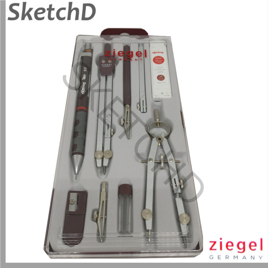 Jual Jangka Set 3 Ziegel Compass Set 03009A dapat pensil Tikky Rotring ...