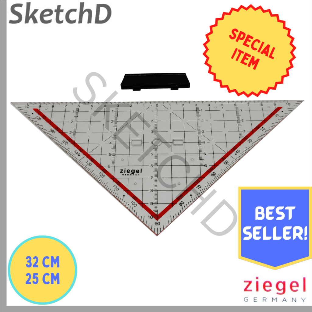 Jual Mistar Penggaris Segitiga Pegangan Ziegel Ruler Template Triangle ...