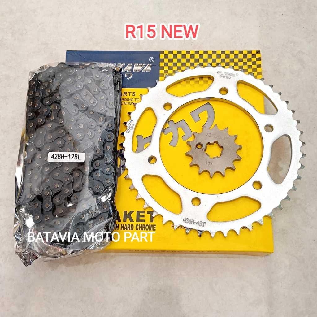 Jual GEAR SET FUKUKAWA MOTOR YAMAHA R15 NEW V3 NEW LED GIR RANTE SET FUKUKAWA UKURAN 428H-128L ...