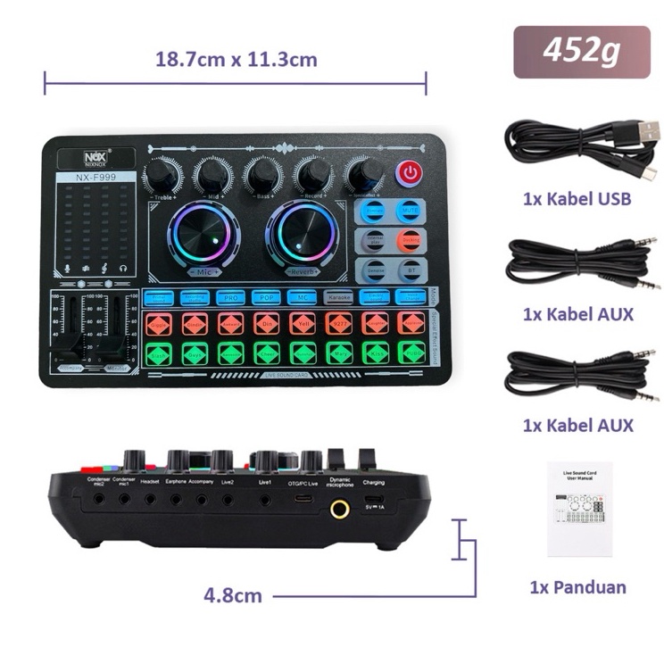 Jual Harga termurah Sound Card F999 V8 V8s Mixer Audio Usb External ...