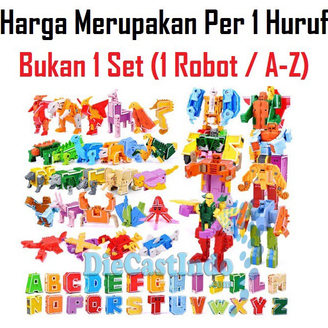 Jual NWD Mainan Anak Alphabet Robot Satuan Mainan Huruf Transformasi ...