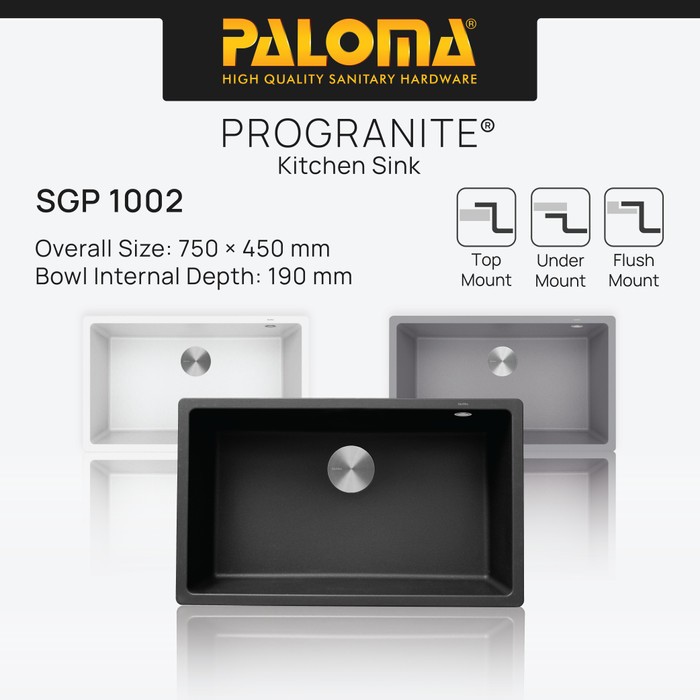 Jual PALOMA SGP 1002 Kitchen Sink Bak Cuci Piring Dapur Progranite 1 Bowl Topmount Undermount ...