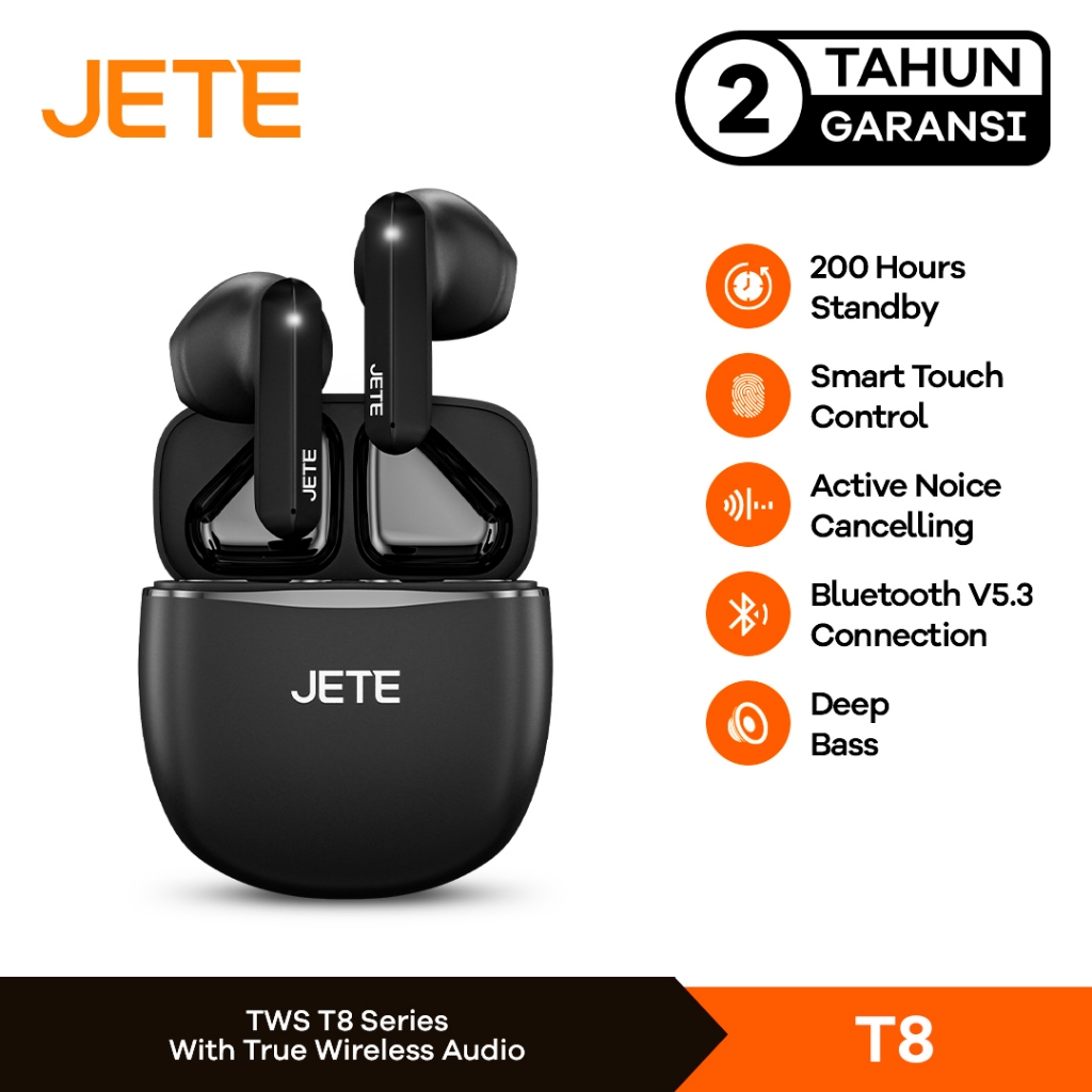 Jual TWS Earbuds Headset Bluetooth JETE T8 - Bluetooth 5.1 - Garansi ...