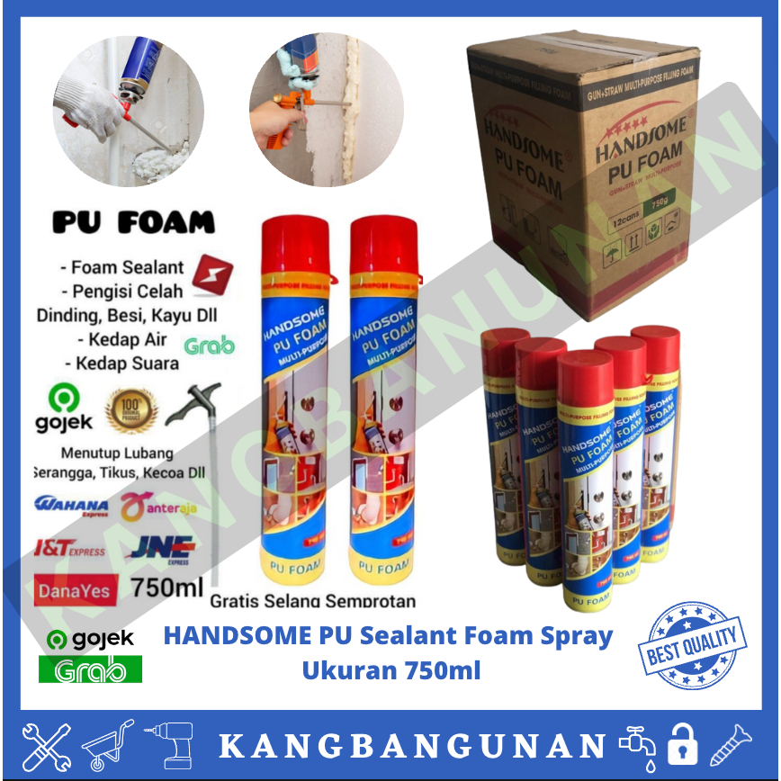 Jual HANDSOME PU SEALANT FOAM SPRAY / SEALANT FOAM MULTI PURPOSE 750ML | Shopee Indonesia