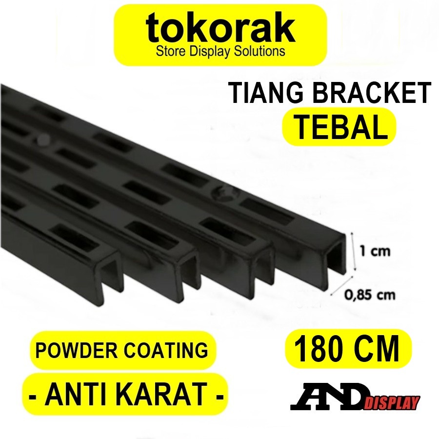 Jual TIANG BRACKET 180 CM REL BRAKET HITAM 180CM RAK DINDING 1,8 M 1.8 ...
