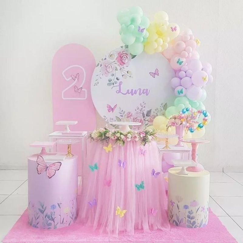 Jual cover meja birthday party tinggi 100cm diameter 60cm tinggal ...