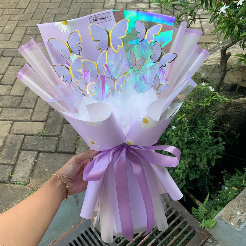 Jual Bouquet Butterfly Led Hologram l buket kupu-kupu lampu led hadiah ...