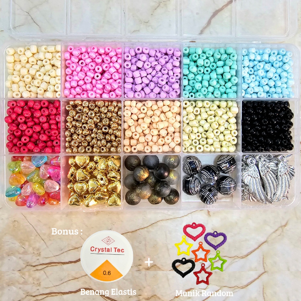Jual Manik Manik Pasir 1 Box - Manik2 Mote Payet Pasir Paket DIY (BONUS ...