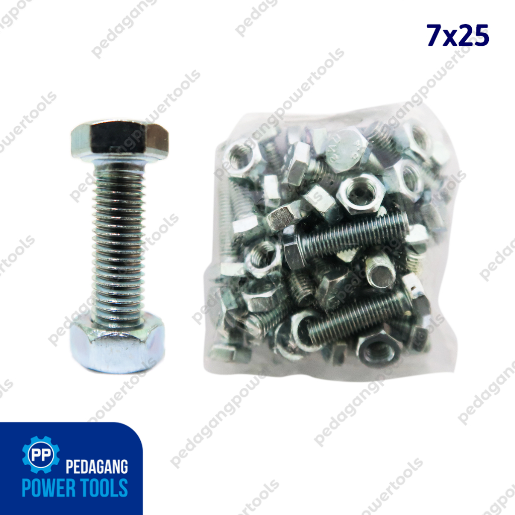 Jual JP Baut Mur M7 x 25 mm Isi 25 pcs Putih Kunci 11 Hexagon Skrup BM 7x25 | Shopee Indonesia
