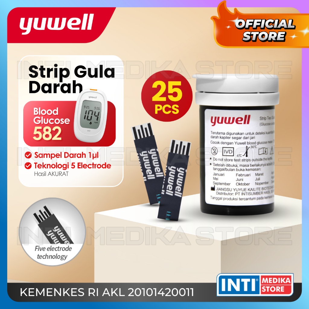 Jual YUWELL - Strip Refill Cek Gula Darah ACCUSURE 582 BOX Isi 25pcs ...