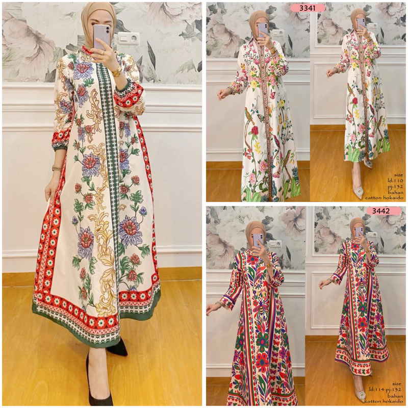 Jual dress hokaido motif imp prenium imp | Shopee Indonesia