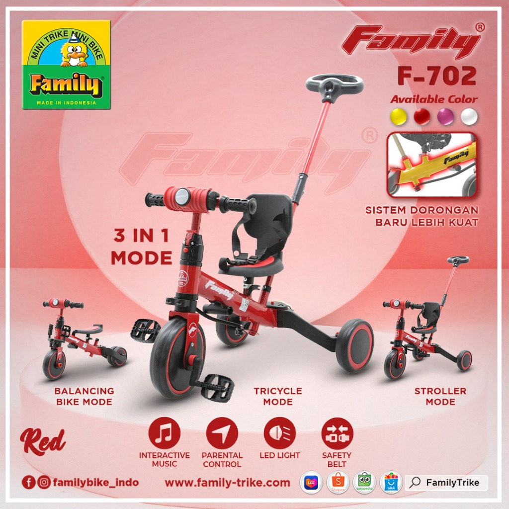 Jual TERMURAH...Sepeda Balance Push Bike Family 702 F702 F 701 F-701 F703 F 703 IORA T32 ...