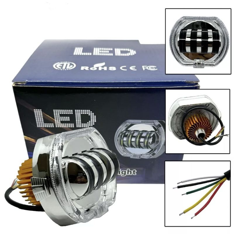 Jual LAMPU BILED PROJECTOR 4 LED 8D 4,5inch PLUS SHROUD DAYMEKER BILED ...