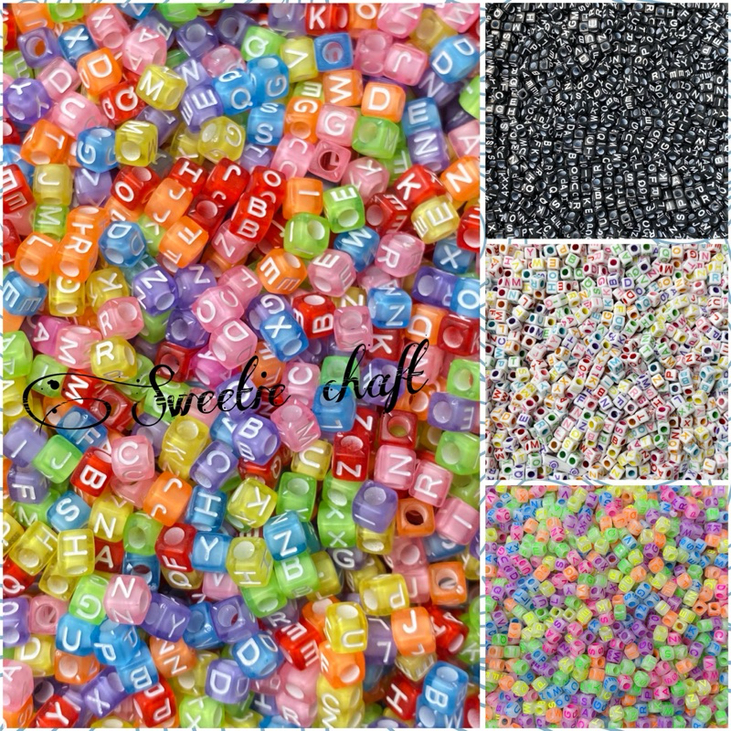 Jual Manik Manik Huruf Kotak Mote Huruf Abjad Balok Mute Alfabet Dadu ...