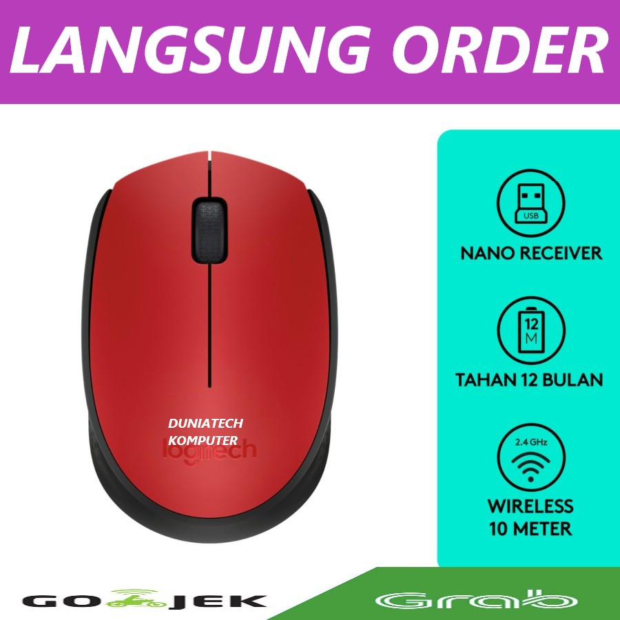 Jual Logitech Wireless Mouse M171 Original warna Merah | Shopee Indonesia