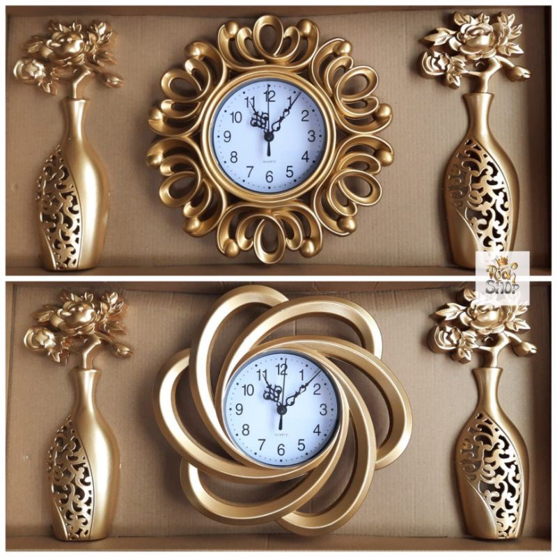 Jual JAM SET DINDING GOLD ATALOON JAM DINDING LAFADZ Wall Decor Isi 3 ...