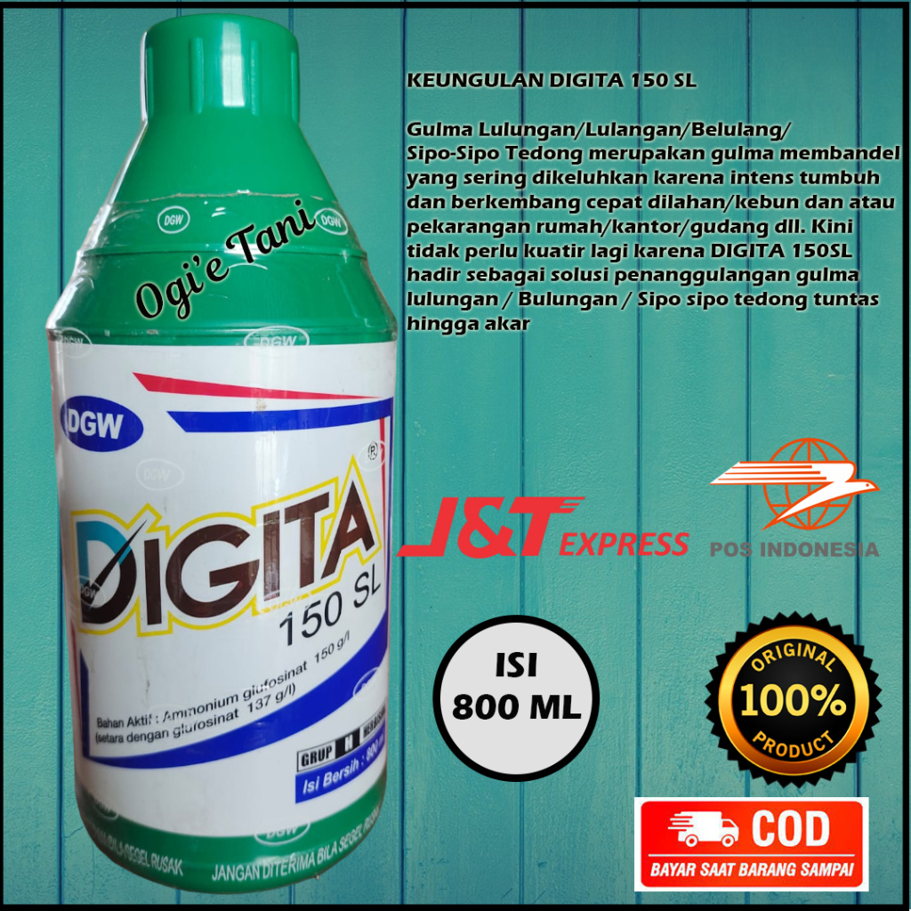 Jual DIGITA 150 SL, herbisida kontak dengan aksi sistemik pra tumbuh dan purna tumbuh, Isi 800 ...