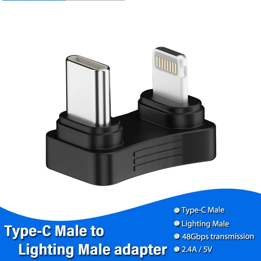 Jual 180 Degree U Shaped Adapter USB Type C Male to Lightning Male ...