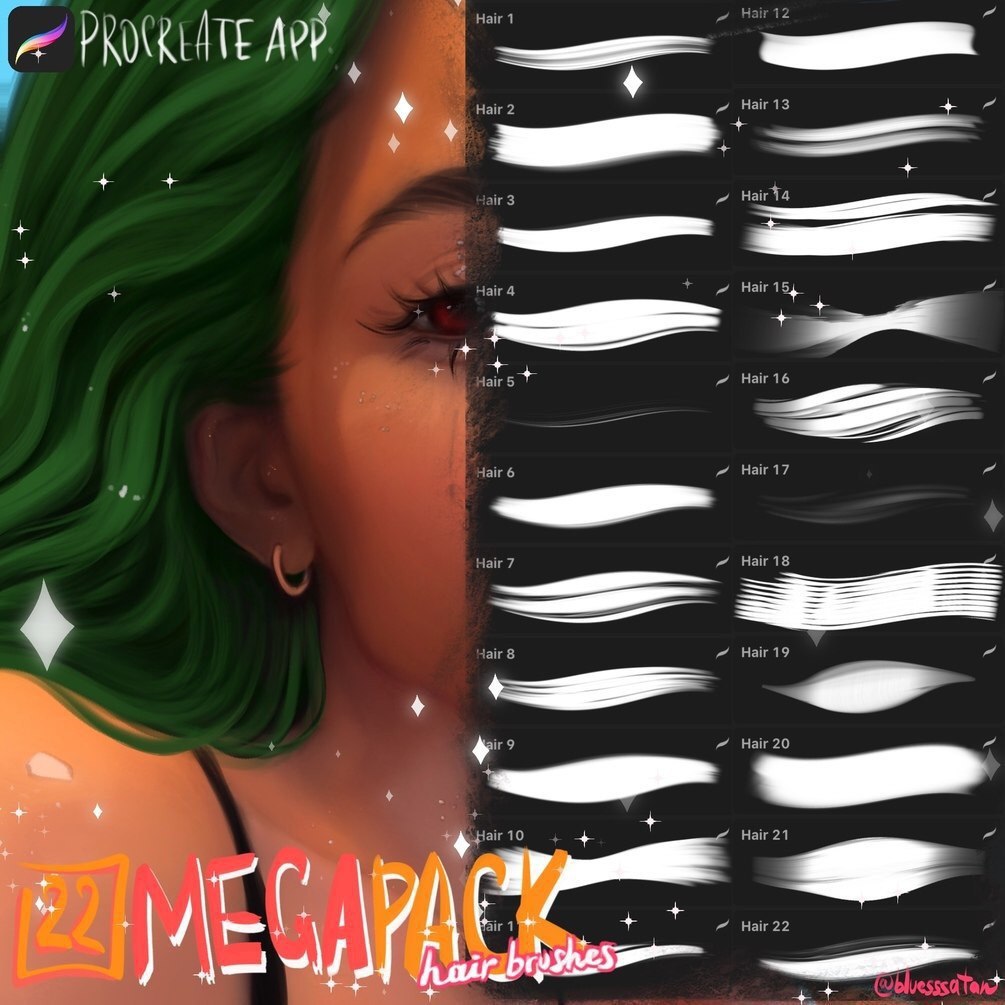 Jual Procreate Brush - 22 Megapack Hair | Shopee Indonesia