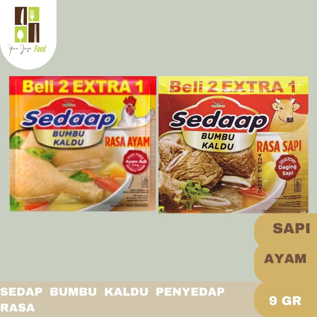 Jual Sedap Bumbu Kaldu Garing Penyedap Rasa Ayam/ Sapi 9GR 2 FREE 1 ...