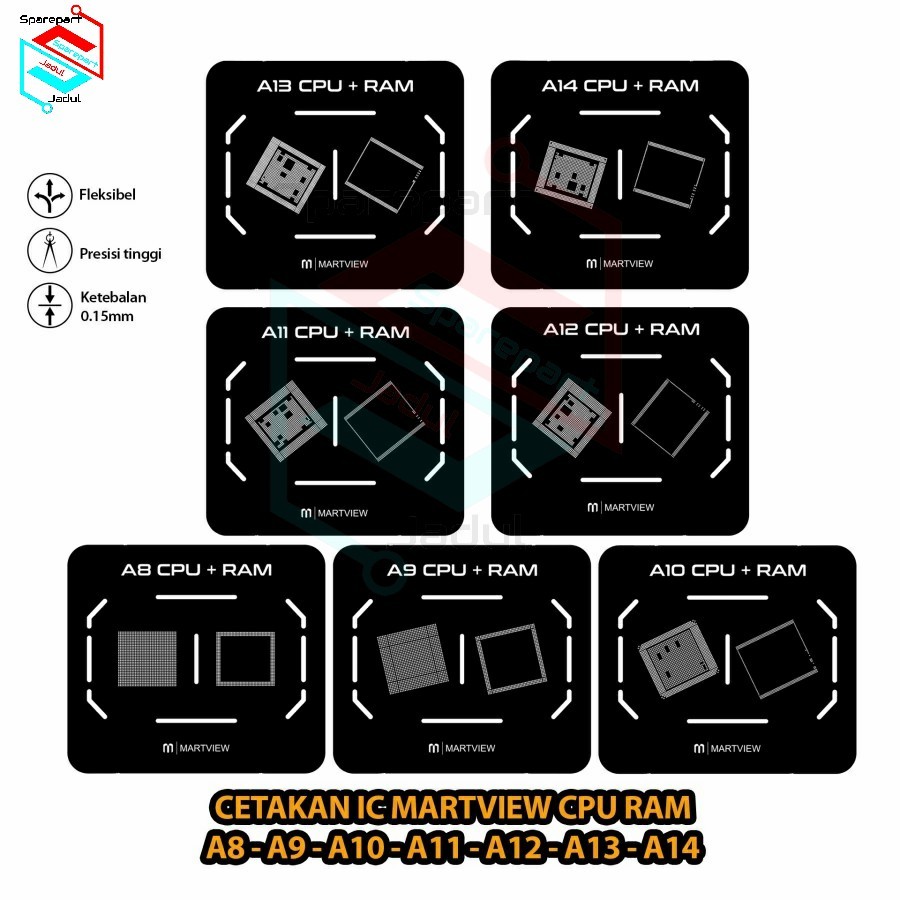 Jual Cetakan IC Martview CPU RAM iP A8 A9 A10 A11 A12 A13 A14 Reballing Stencil Platform Plat ...