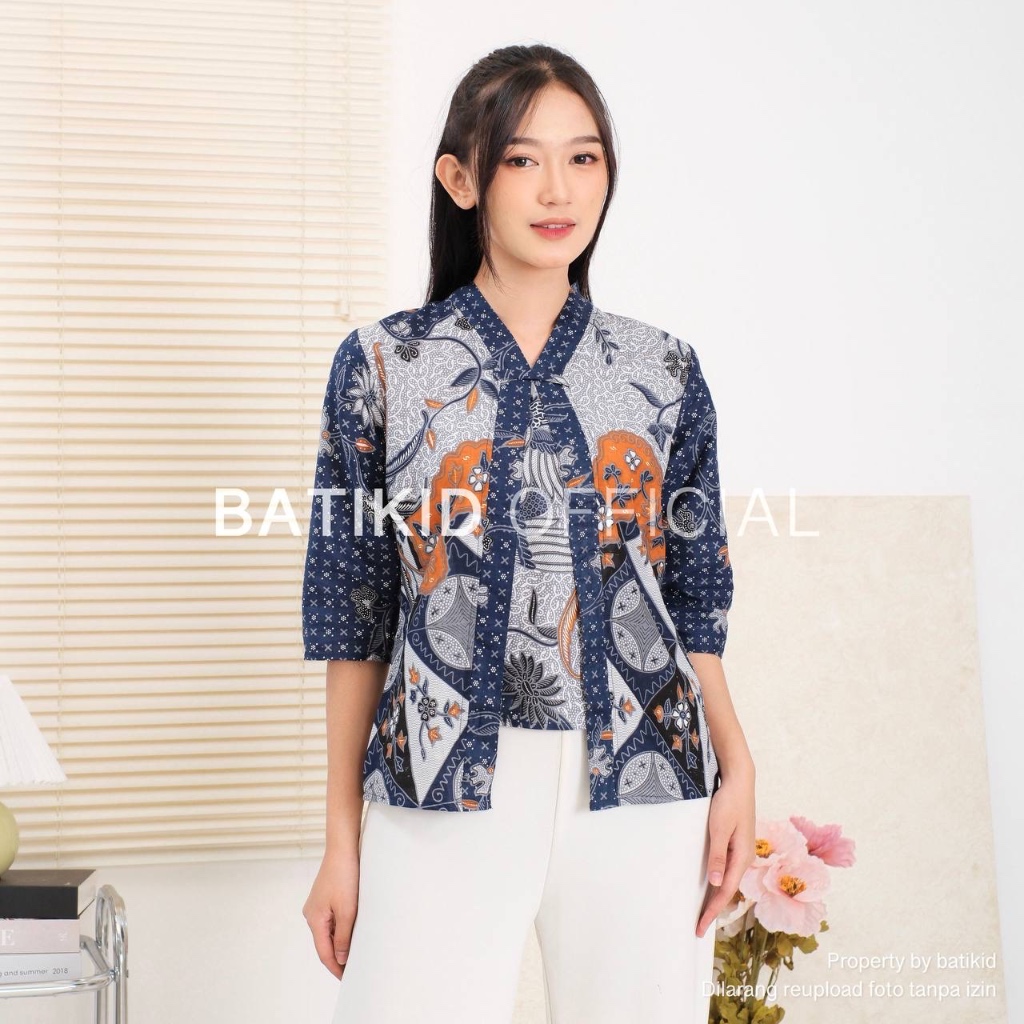 Jual Batikid — Atasan Batik Wanita Lengan 3/4 — Baju Batik Kerja Casual ...