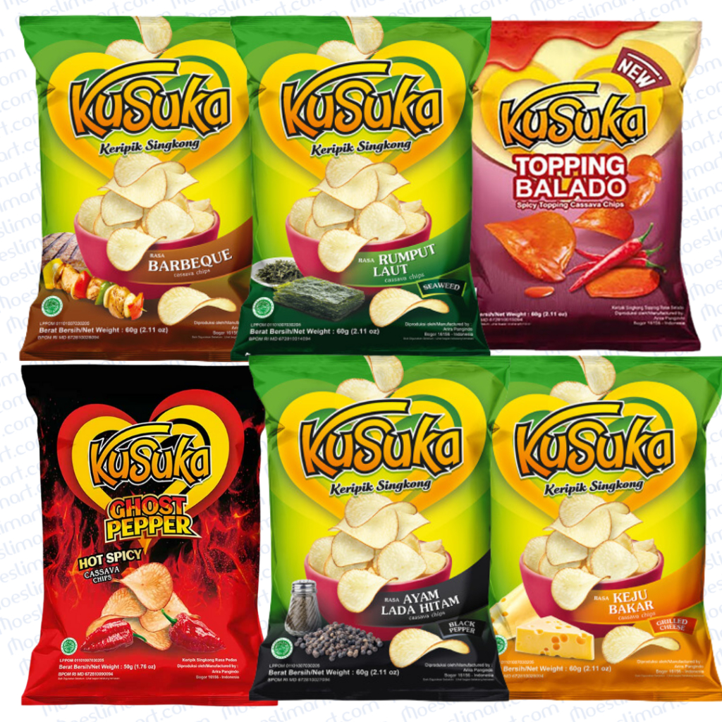 Jual KuSuka Keripik Singkong 60 g All Varian | Barbeque Balado Jagung Bakar Ayam Lada Hitam ...