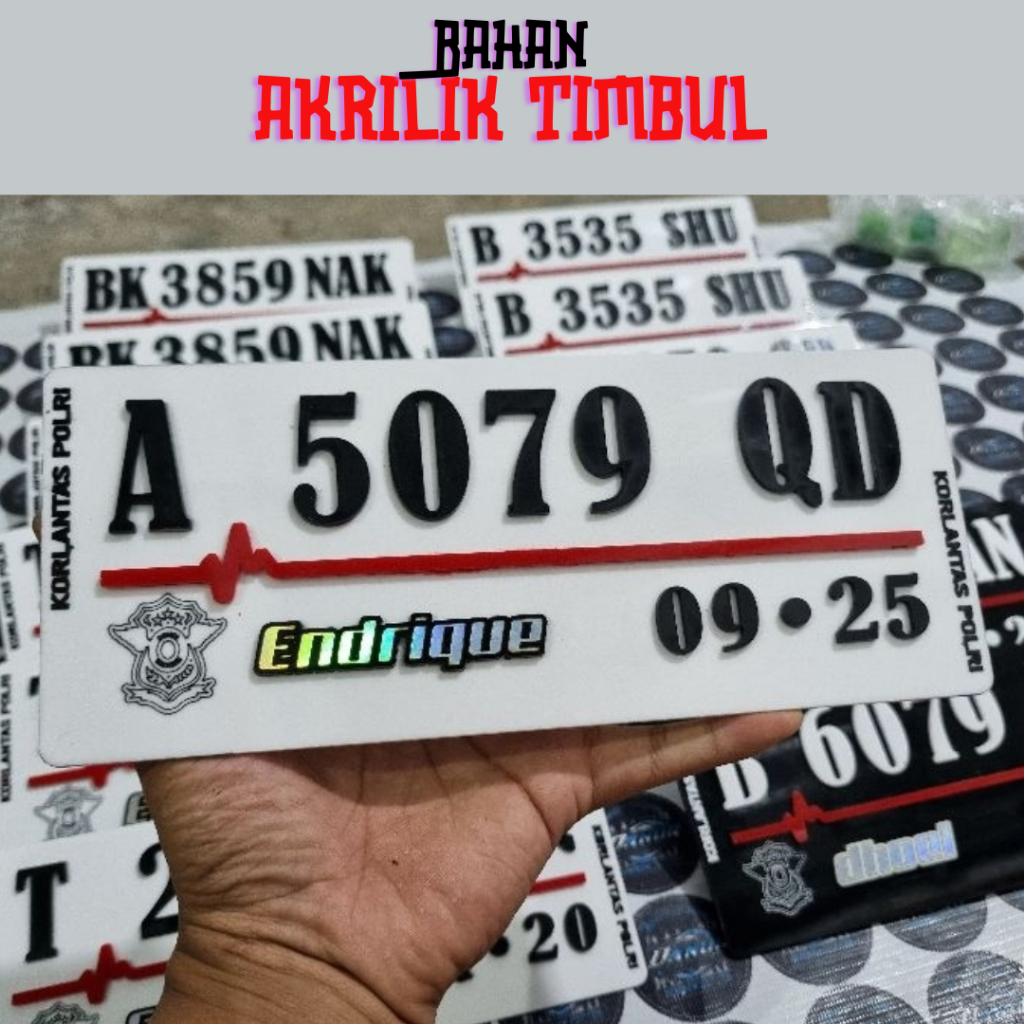 Jual Plat Nomor Motor Akrilik Timbus Hitam Putih Glossy Doff Custom ...