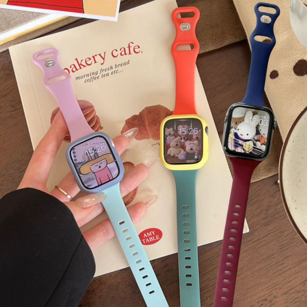 Jual Slim Dual Color Strap For Apple Watch 1 2 3 4 5 6 7 8 ukuran 38mm ...