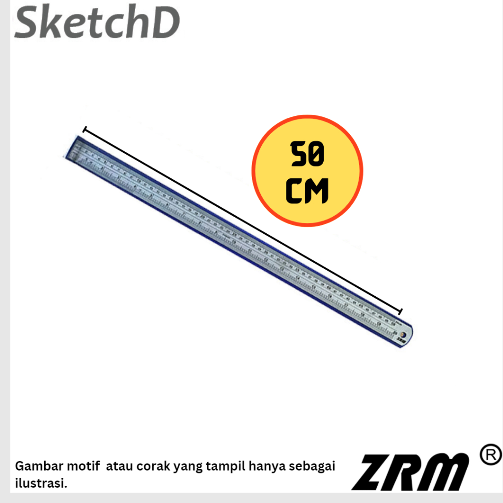 Jual Penggaris Besi Mistar 50 cm ZRM Steel Ruler Garisan Metal | Shopee ...