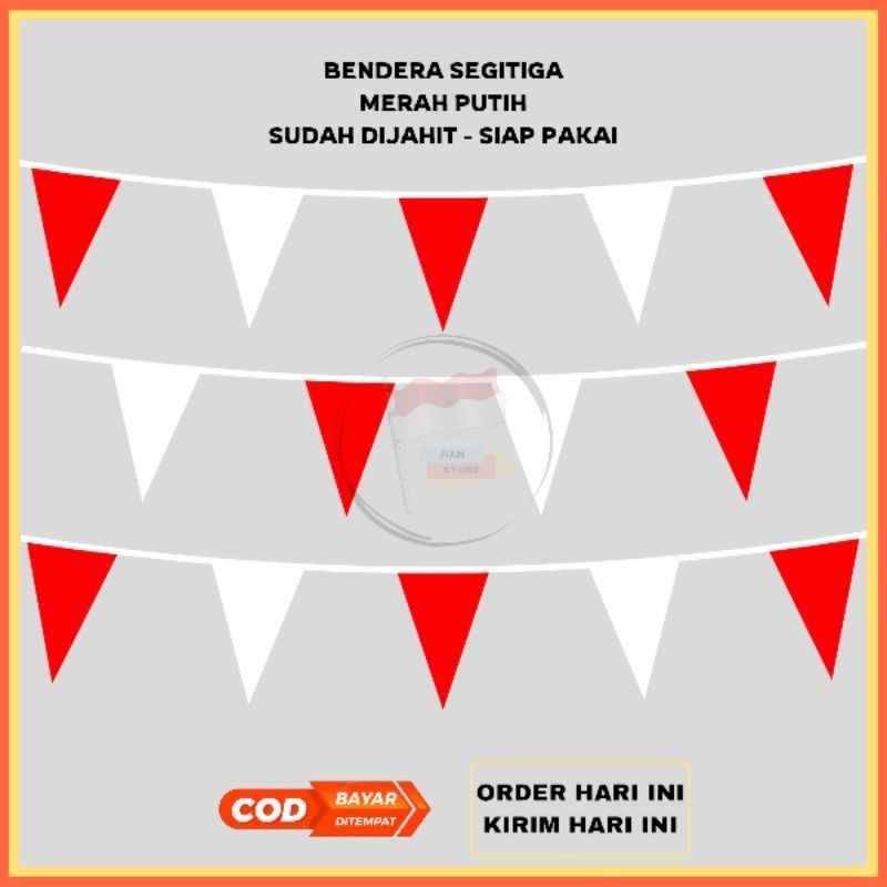 Jual Bendera Rentang Festival Bunting Flag Merah Putih 5 Meter Segitiga Kain Banner Karnaval ...