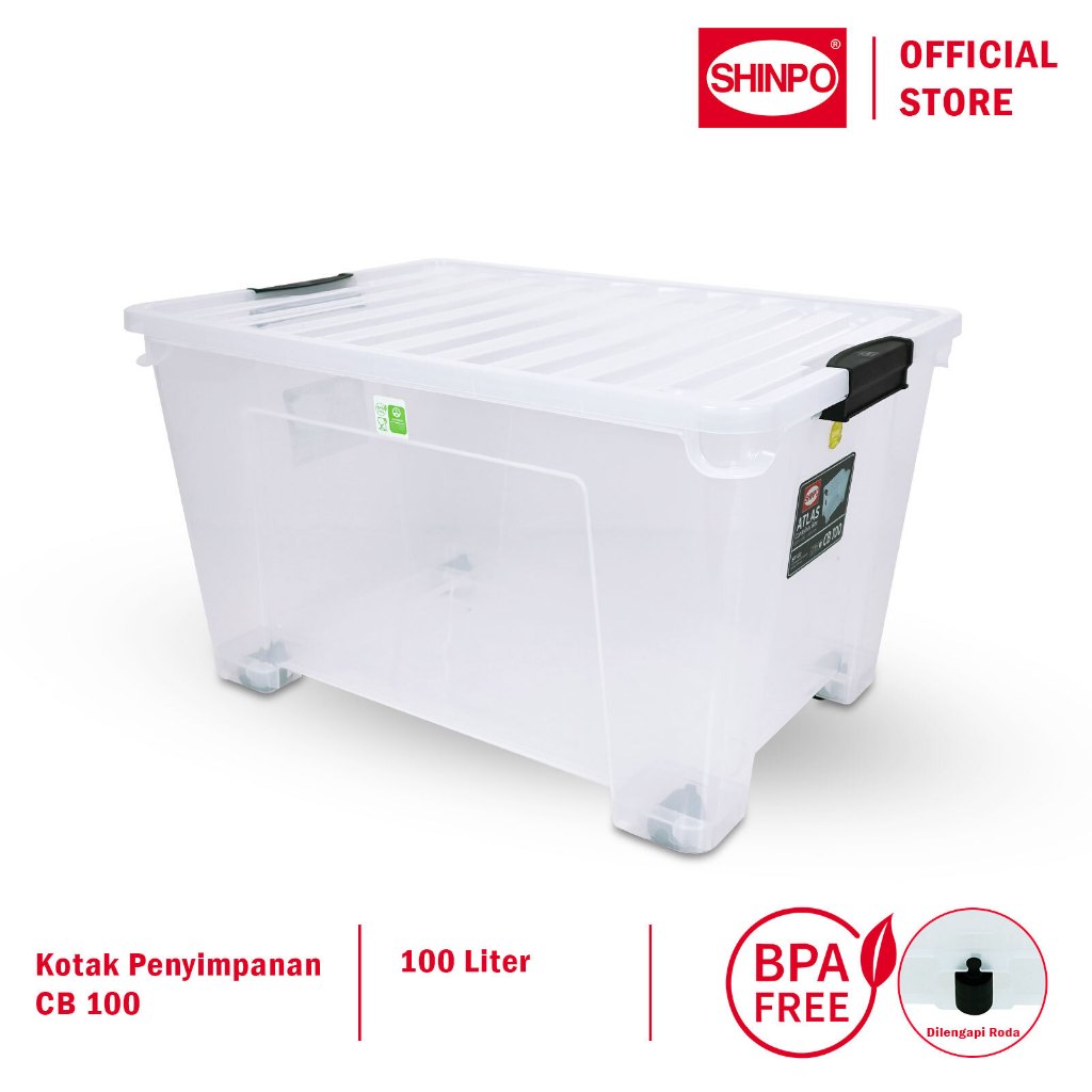 Jual SHINPO Atlas Kontainer Plastik 100 Liter Dengan Roda Container Box ...