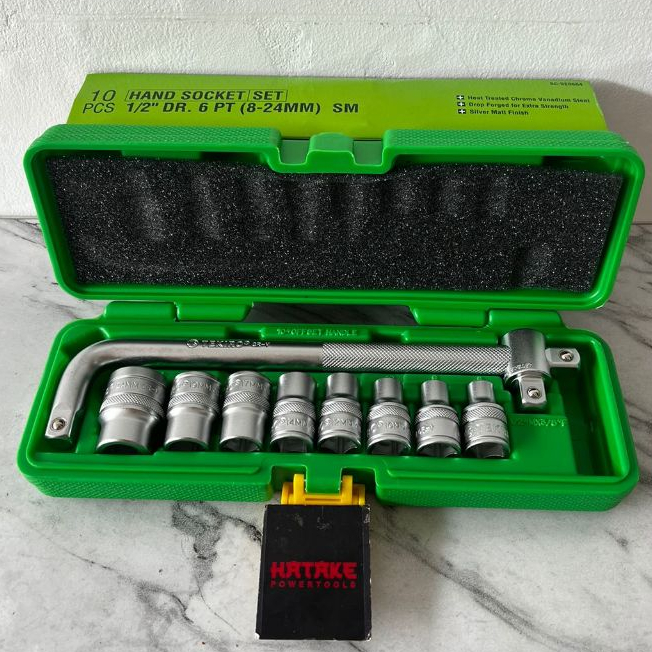 Jual TEKIRO HAND SOCKET SET 10 PCS 1/2" GIGI 06 PT 8-24MM KUNCI SOK SET BOX PLASTIK-1/2” DR ...