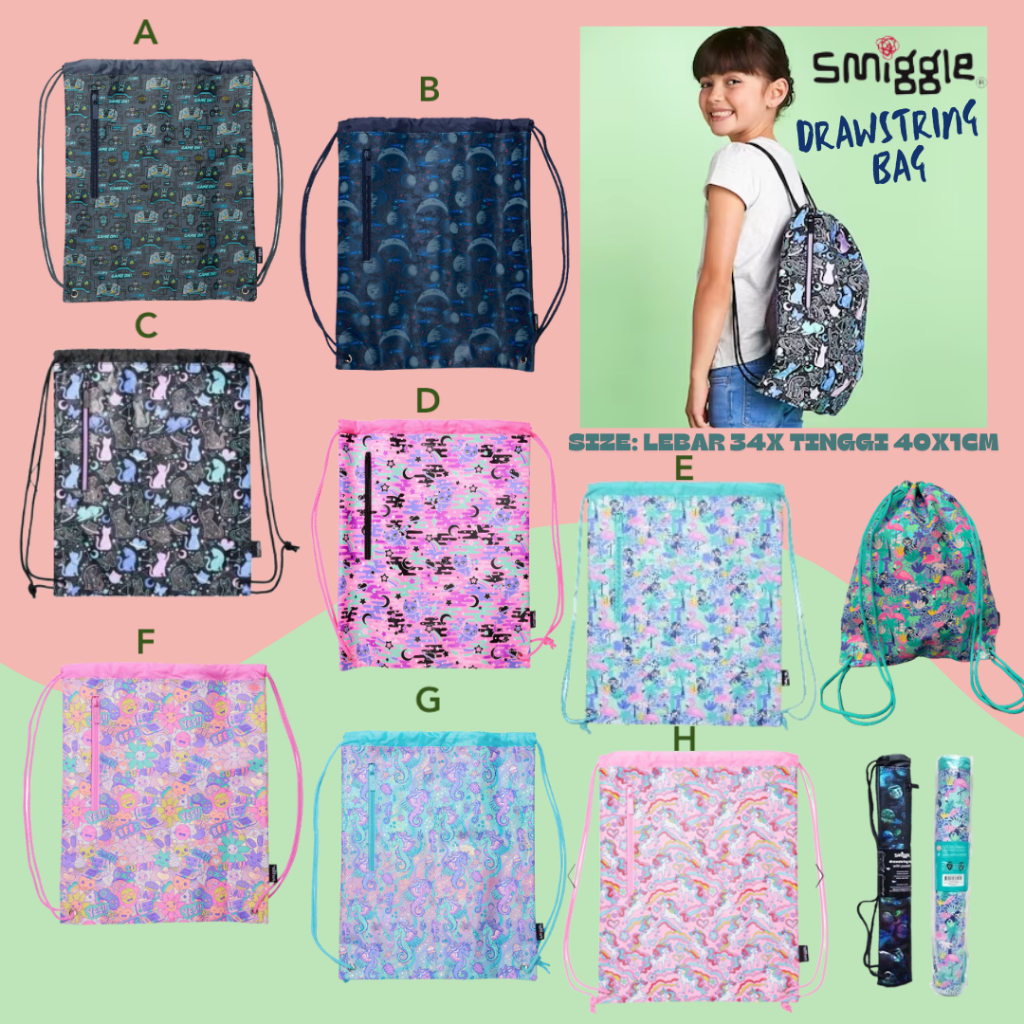 Jual SMIGGLE DRAWSTRING BAG TAS SERUT RENANG/SPORT/ LES | Shopee Indonesia