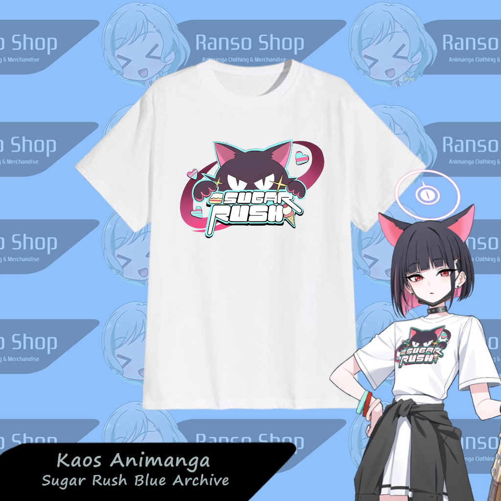 Jual Kaos Game Anime Blue Archive Sugar Rush Band Logo / Baju Anime ...