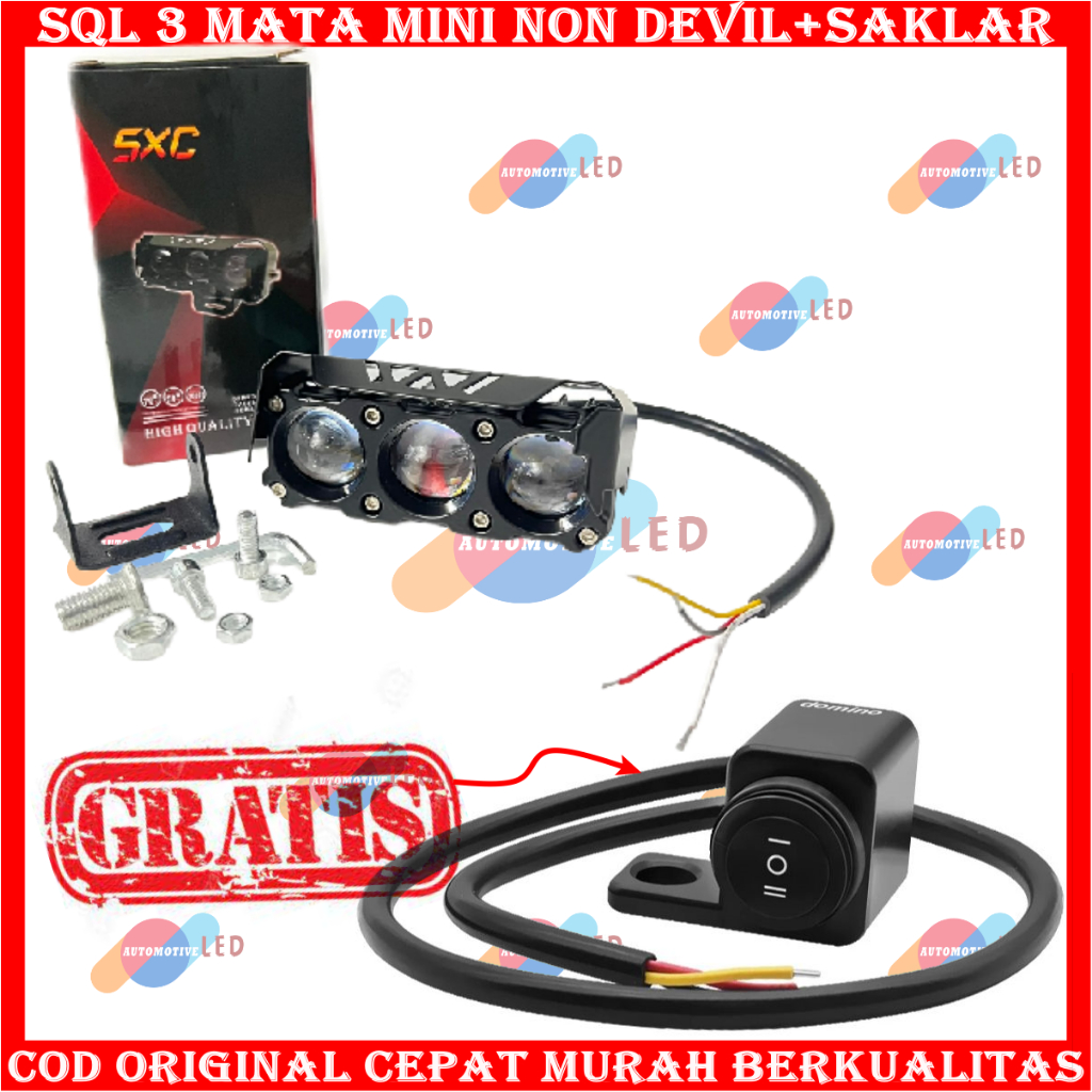 Jual ORIGINAL LAMPU SQL 3 MATA MINI NON DEVIL FREE DEVIL FULL ALUMINIUM ...