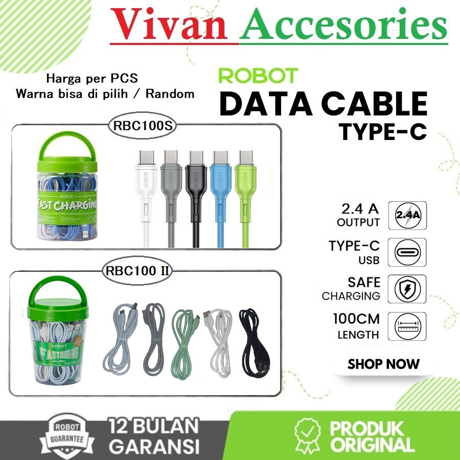 Jual Robot RBC100S / RBC100 II USB-C Kabel Data Type C Cable Colorful ...