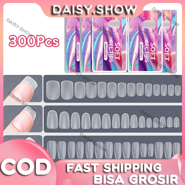 Jual Soft Gel Tip 300Pcs Bantalan Kuku Full Buff Nail Extension Kuku ...